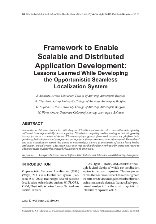 (PDF) Framework to Enable Scalable and Distributed Application ... (PDF) Framework to Enable Scalable and Distributed Application ...