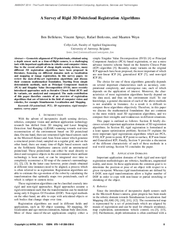 (PDF) A Survey of Rigid 3D Pointcloud Registration Algorithms | Maarten Weyn - Academia.edu
