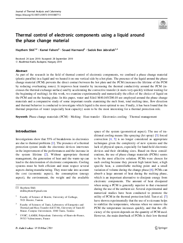 (PDF) Thermal control of electronic components using a liquid around ...