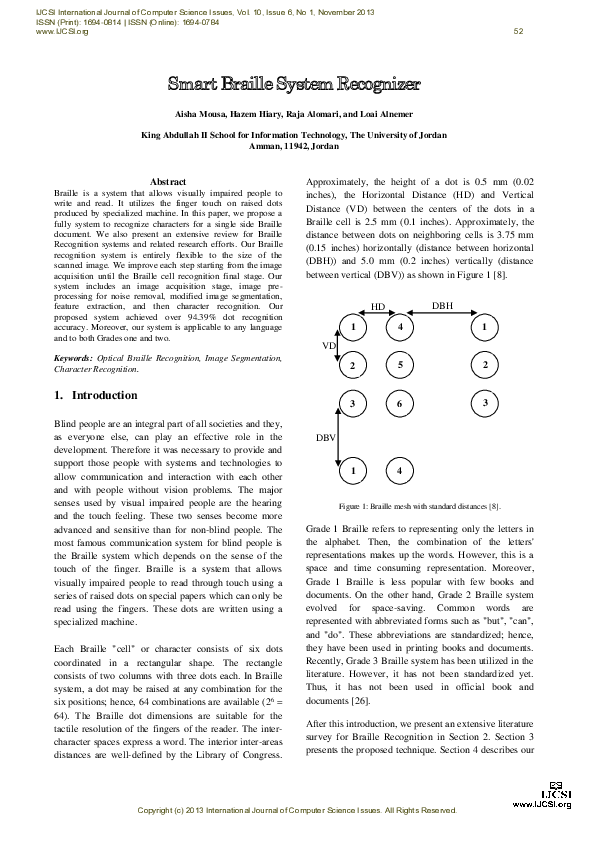 (PDF) Smart Braille System Recognizer