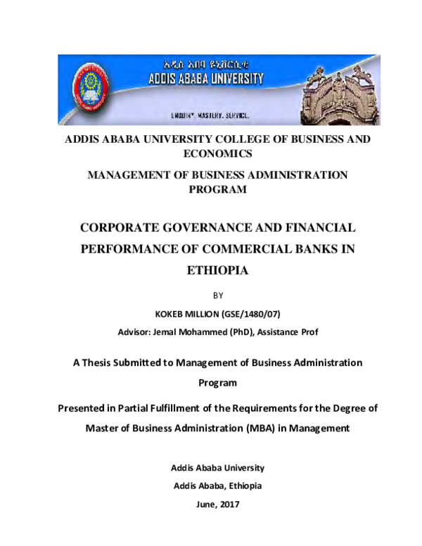 (PDF) Addis Ababa University College of Business and Economics Management of Business ...
