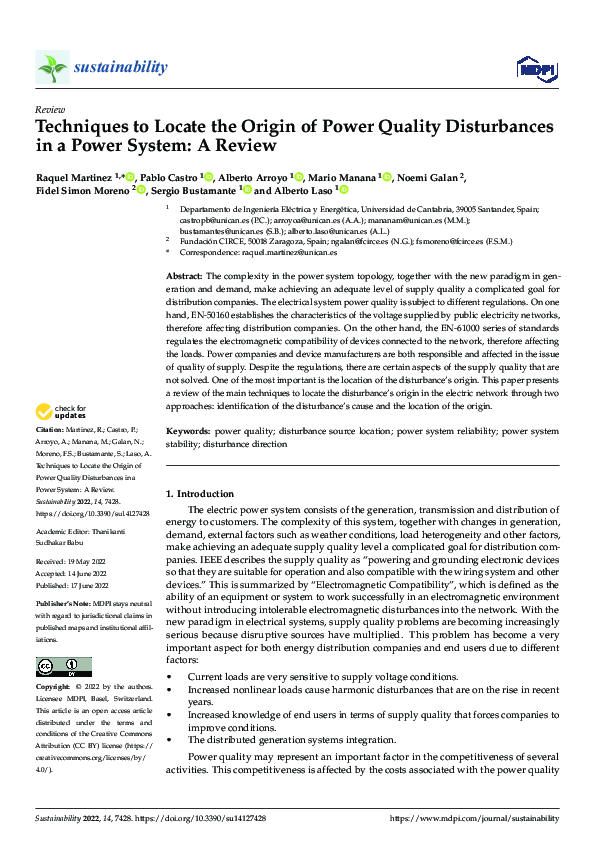 (PDF) Techniques to Locate the Origin of Power Quality Disturbances in a Power System: A Review