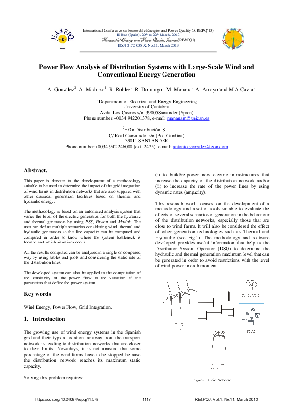(PDF) Power Flow Analysis of Distribution Systems with Large-Scale Wind and Conventional Energy ...