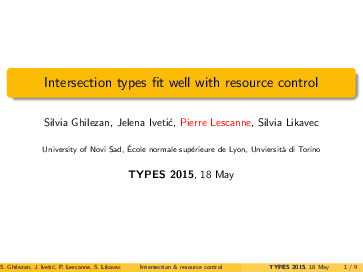 (PDF) Intersection Types Fit Well with Resource Control