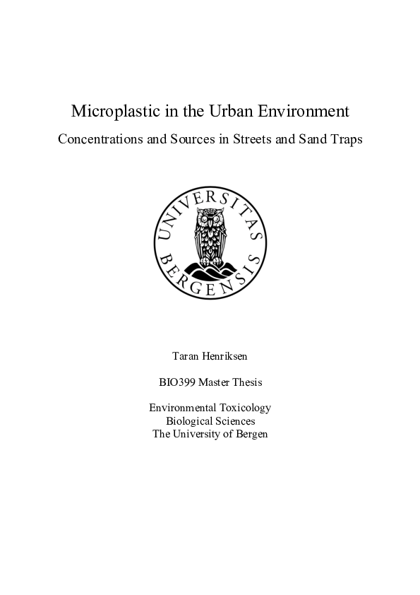 (PDF) Microplastic in the Urban Environment - Concentrations and Sources in Streets and Sand Traps