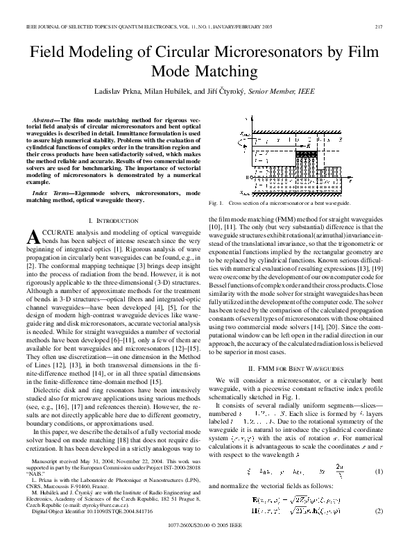 (PDF) Field modeling of circular microresonators by film mode matching