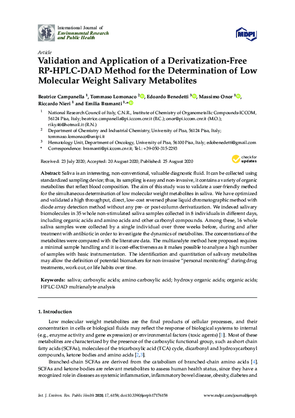 Pdf Validation And Application Of A Derivatization Free Rp Hplc Dad Method For The