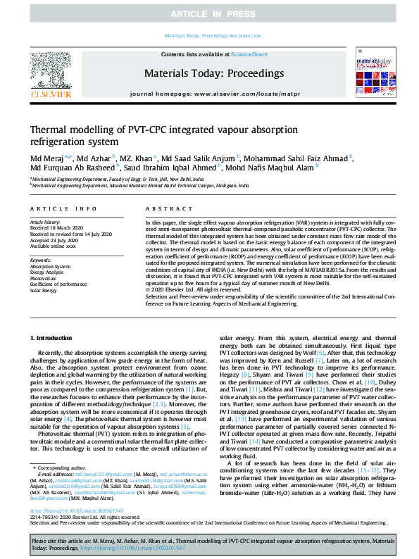 (PDF) Thermal modelling of PVT-CPC integrated vapour absorption ...