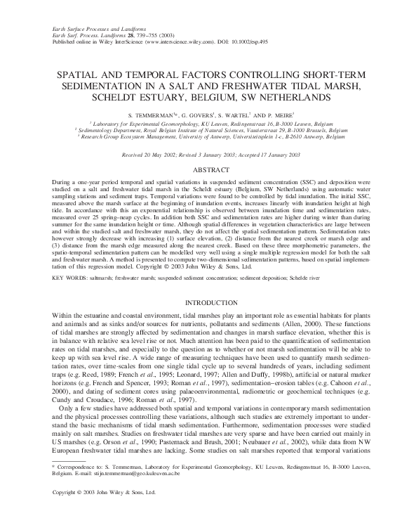 (PDF) Spatial and temporal factors controlling short-term sedimentation in a salt and freshwater ...