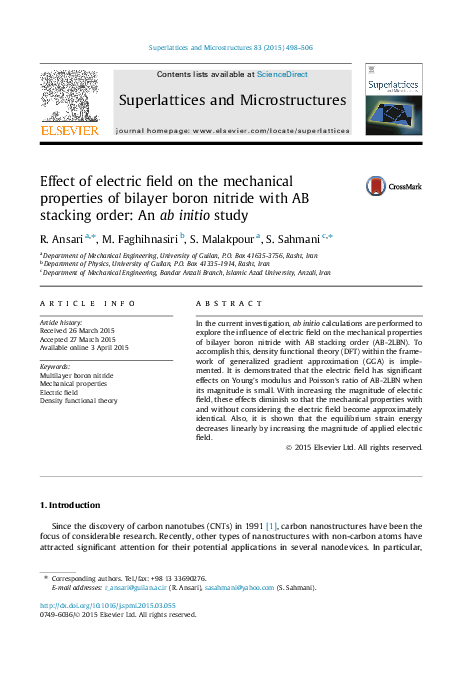 (PDF) Effect of electric field on the mechanical properties of bilayer ...
