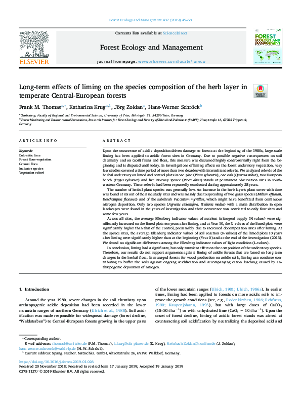 (PDF) Long-term effects of liming on the species composition of the ...