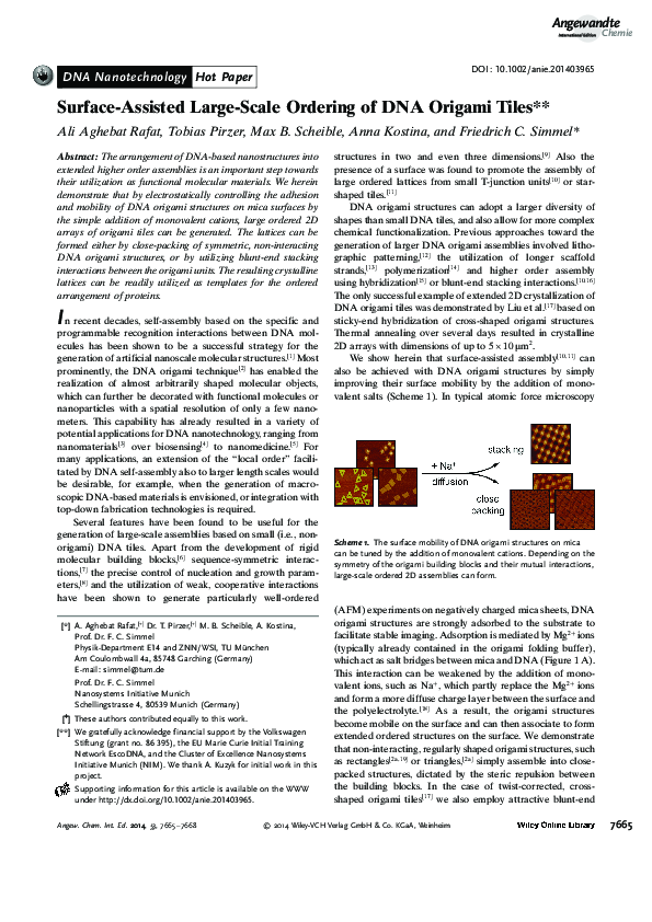 (PDF) Surface-Assisted Large-Scale Ordering of DNA Origami Tiles