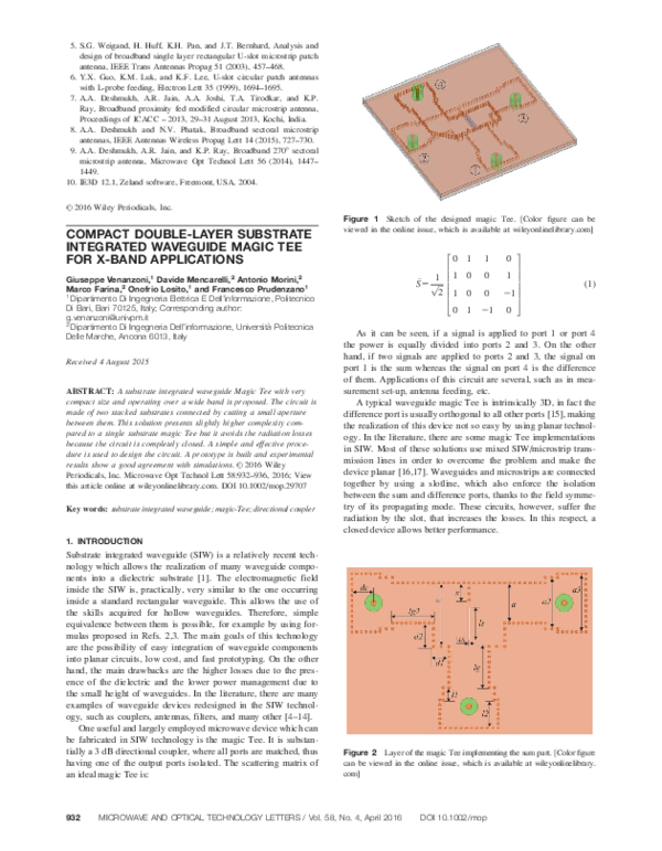 (PDF) Compact double-layer substrate integrated waveguide magic Tee for ...