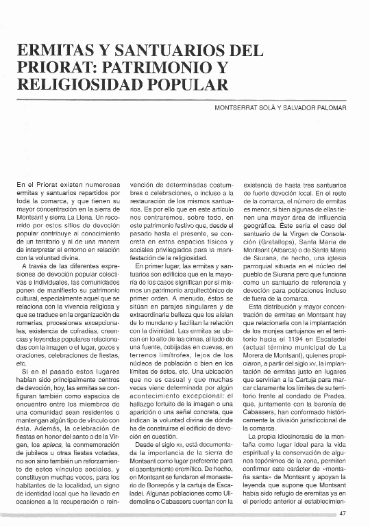 (PDF) Ermita y santuarios del Priorat: patrimonio y religiosidad popular