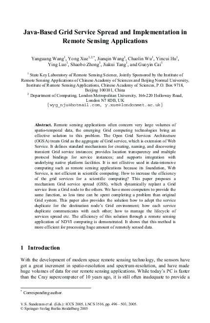 (PDF) Java-Based Grid Service Spread and Implementation in Remote Sensing Applications