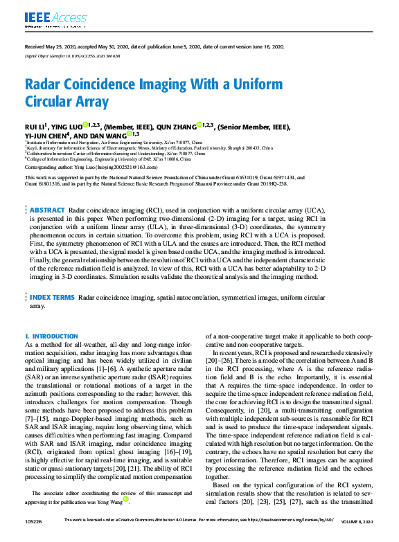 (PDF) Improved Radar Imaging Using Circular Arrays