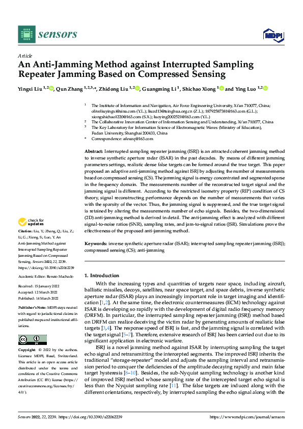 (PDF) An Anti-Jamming Method against Interrupted Sampling Repeater Jamming Based on Compressed ...