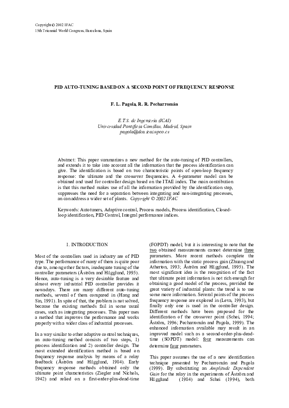 (PDF) Pid Auto-Tuning Based on a Second Point of Frequency Response