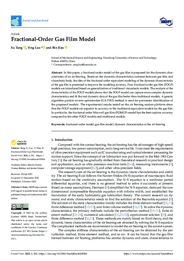 (PDF) Fractional-Order Gas Film Model