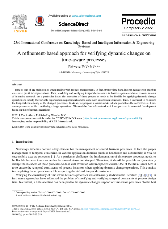 (PDF) A refinement-based approach for verifying dynamic changes on time-aware processes