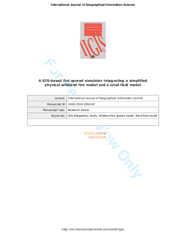 (PDF) A GIS-based fire spread simulator integrating a simplified physical wildland fire model ...