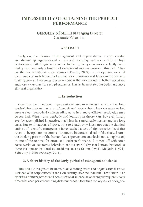 (PDF) Limits of Perfect Performance in Organizational Systems