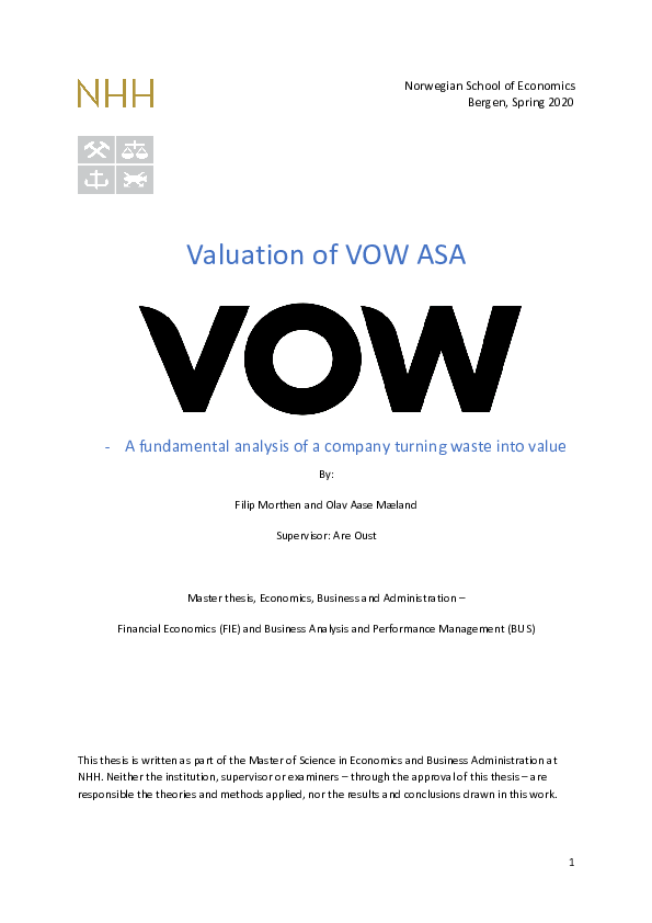 (PDF) Valuation of VOW ASA : a fundamental analysis of a company ...