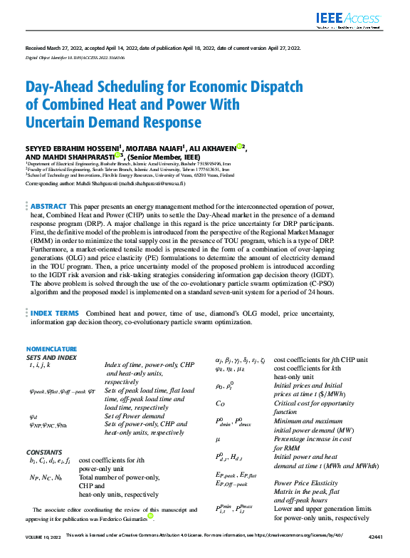 (PDF) Day-Ahead Scheduling for Economic Dispatch of Combined Heat and ...
