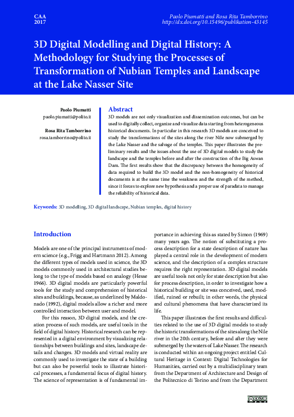 (PDF) 3D Digital Modelling and Digital History: A Methodology for ...