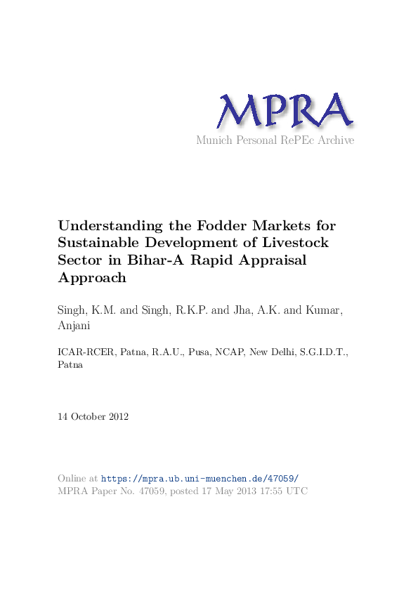 (PDF) Understanding the Fodder Markets for Sustainable Development of ...