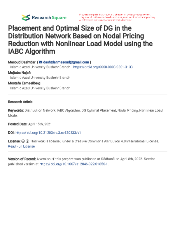 (PDF) Placement and optimal size of DG in the distribution network based on nodal pricing ...