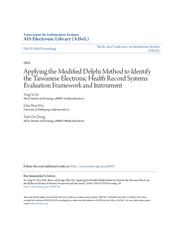 (PDF) Applying the modified delphi method to identify the Taiwanese electronic health record ...