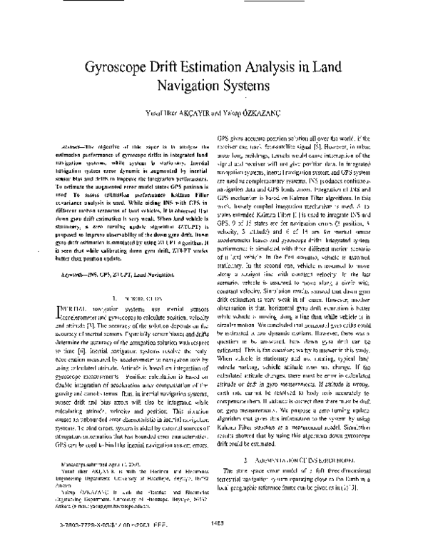 (PDF) Gyroscope drift estimation analysis in land navigation systems