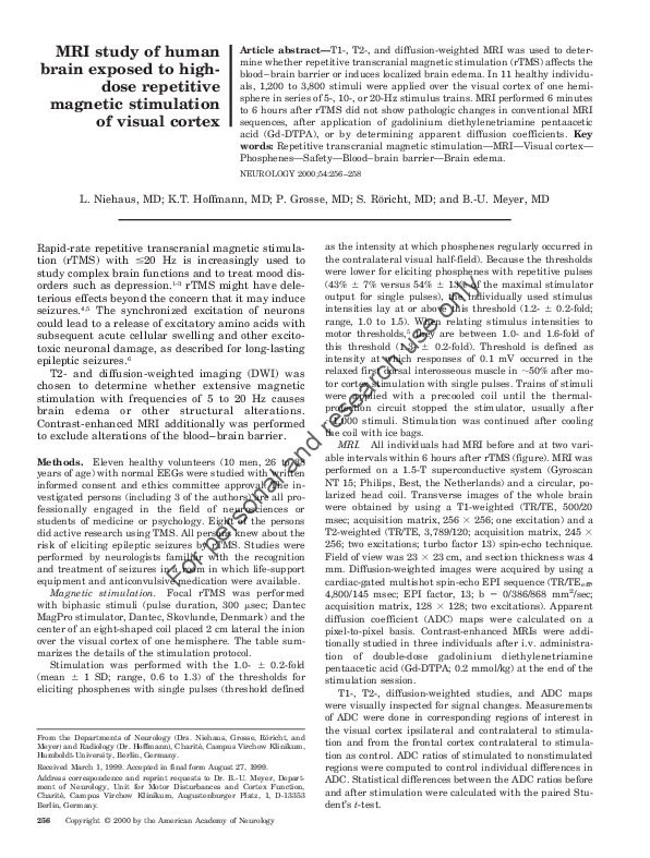 (PDF) MRI study of human brain exposed to high-dose repetitive magnetic ...