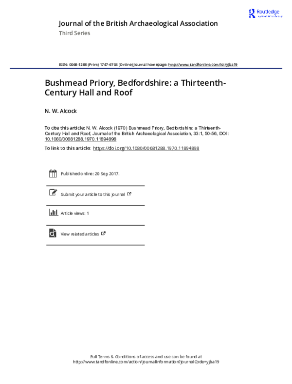 (PDF) Bushmead Priory, Bedfordshire: a Thirteenth-Century Hall and Roof