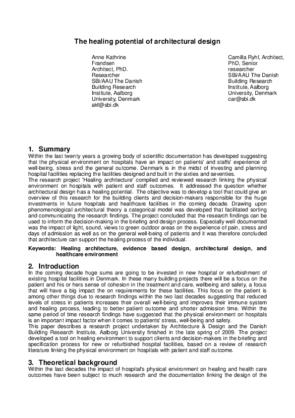 (PDF) The Healing Potential of Architectural Design
