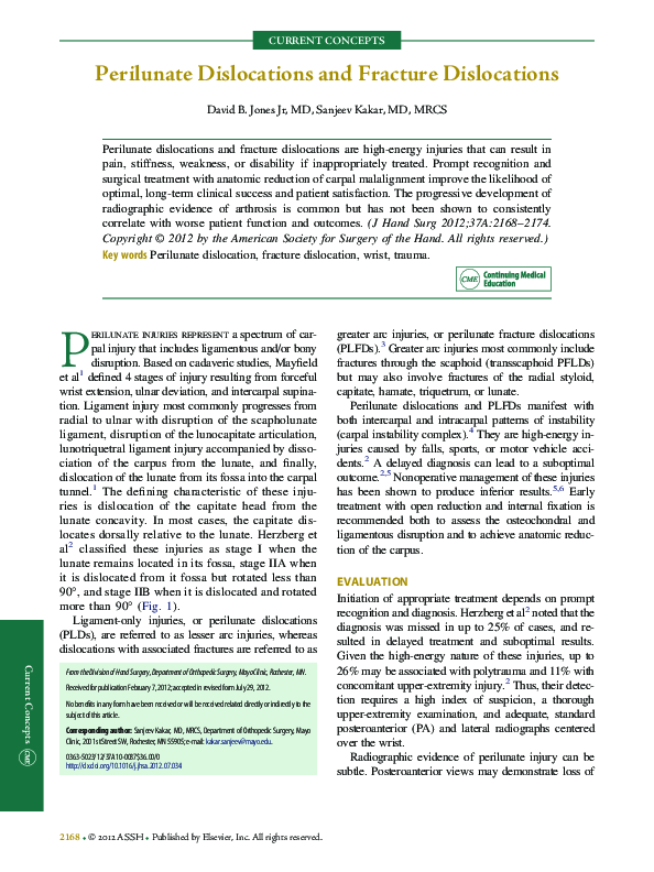 (PDF) Perilunate Dislocations and Fracture Dislocations