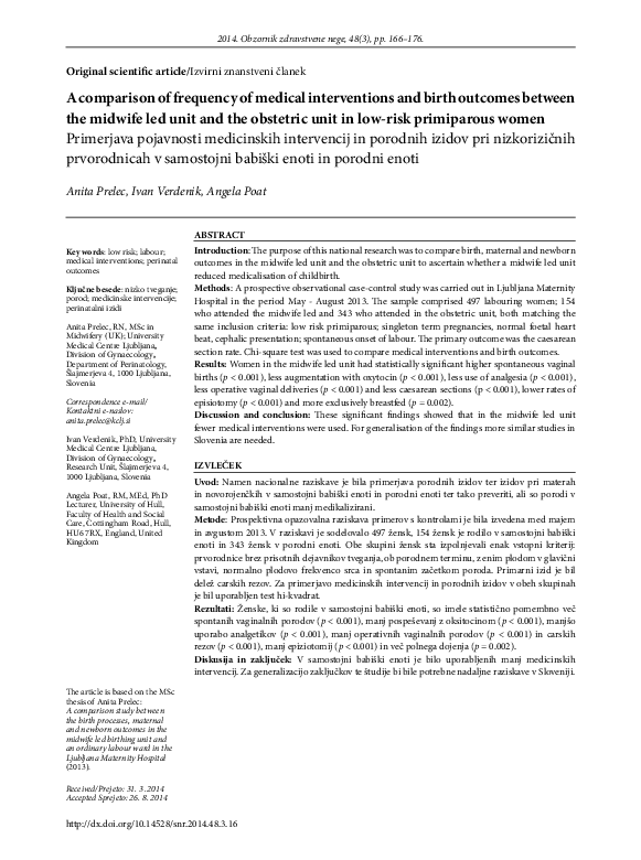 (PDF) A comparison of frequency of medical interventions and birth ...