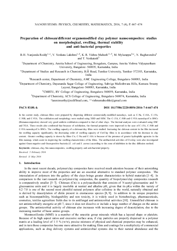 (PDF) Preparation of chitosan/different organomodified clay polymer ...