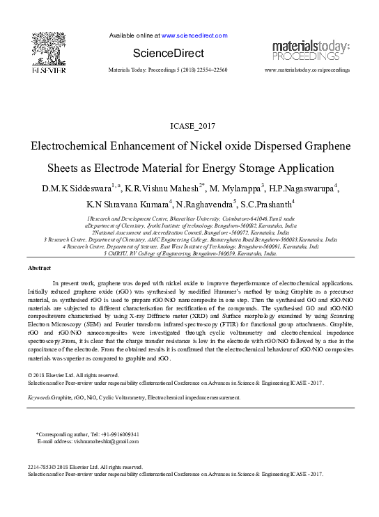 (PDF) Electrochemical Enhancement of Nickel oxide Dispersed Graphene Sheets as Electrode ...