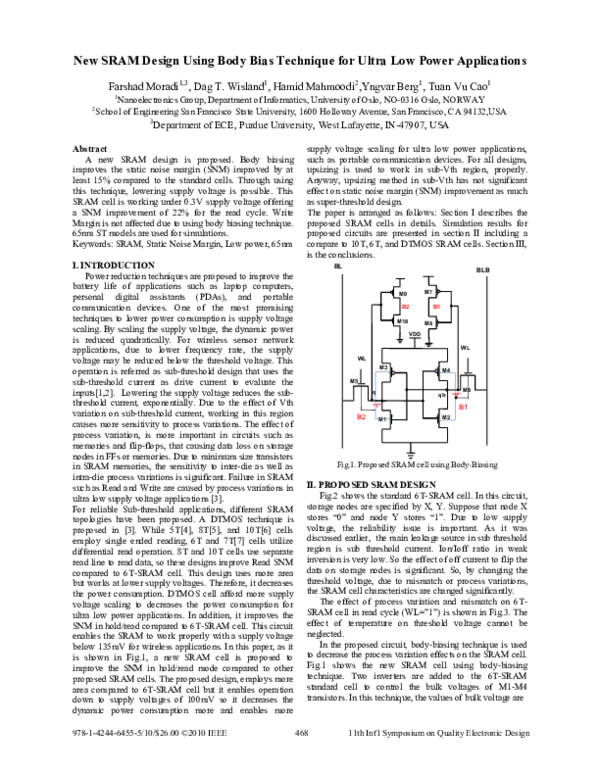 (PDF) Body Bias SRAM: Ultra Low Power Design