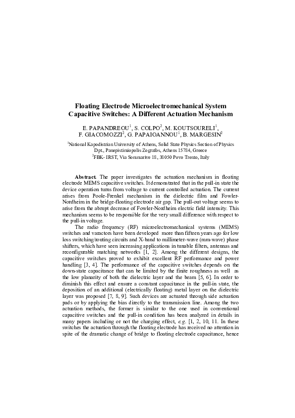 (PDF) Floating electrode microelectromechanical system capacitive ...