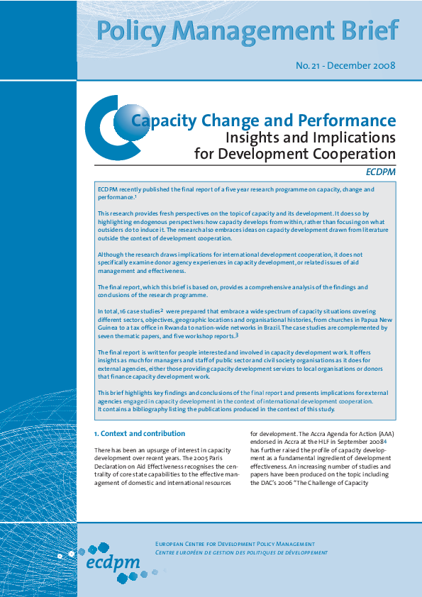 (PDF) Capacity Change and Performance
