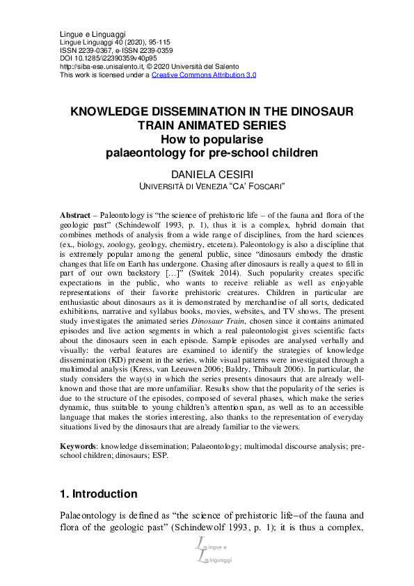 (PDF) Knowledge dissemination in the Dinosaur Train animated series ...