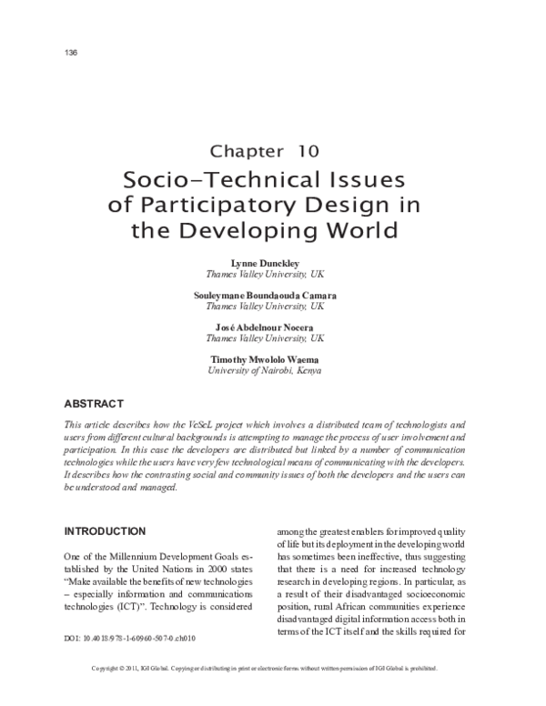 (PDF) Socio-Technical Issues of Participatory Design in the Developing ...
