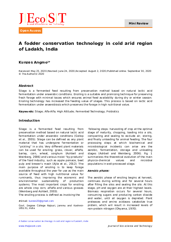 (PDF) A fodder conservation technology in cold arid region of Ladakh ...