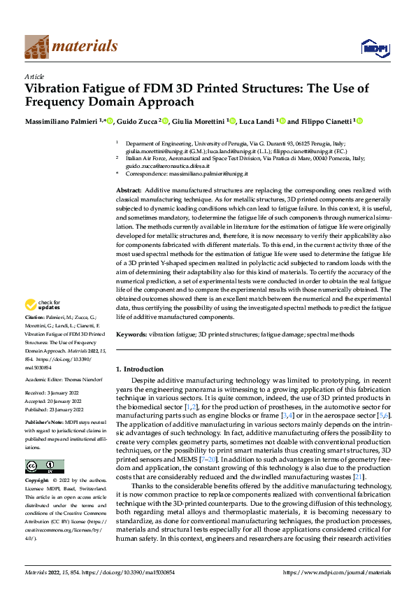 Pdf Vibration Fatigue Of Fdm 3d Printed Structures The Use Of