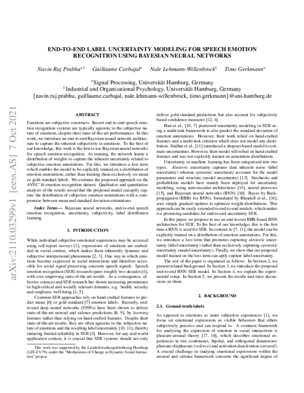 (PDF) End-To-End Label Uncertainty Modeling for Speech-based Arousal Recognition Using Bayesian ...