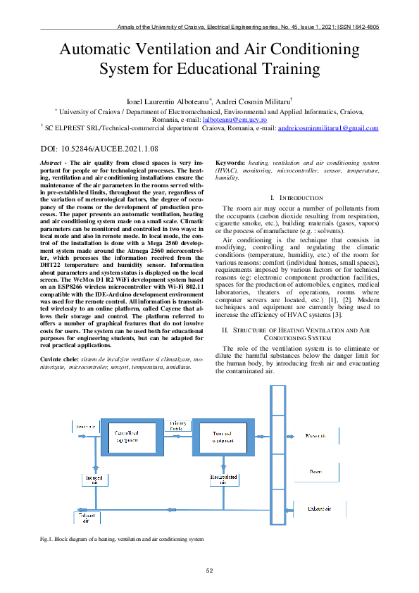 (PDF) Automatic Ventilation and Air Conditioning System for Educational Training