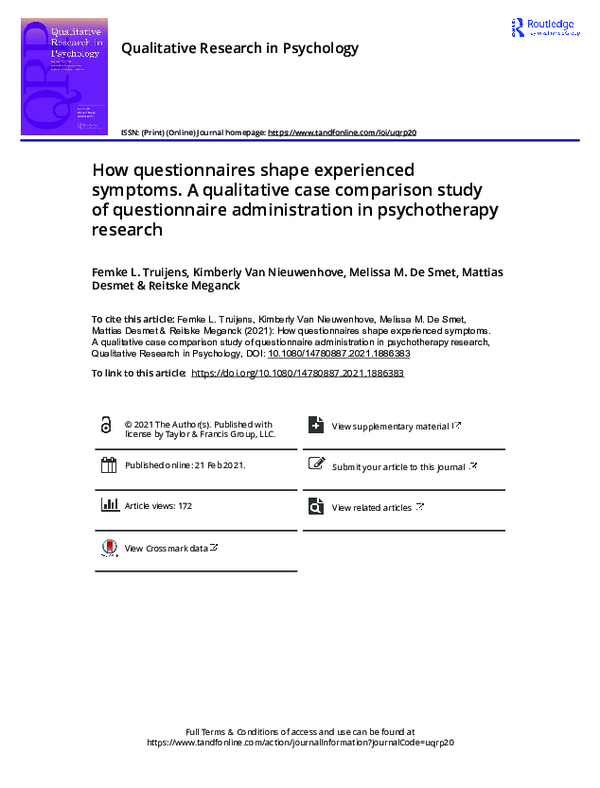 (PDF) How questionnaires shape experienced symptoms. A qualitative case ...